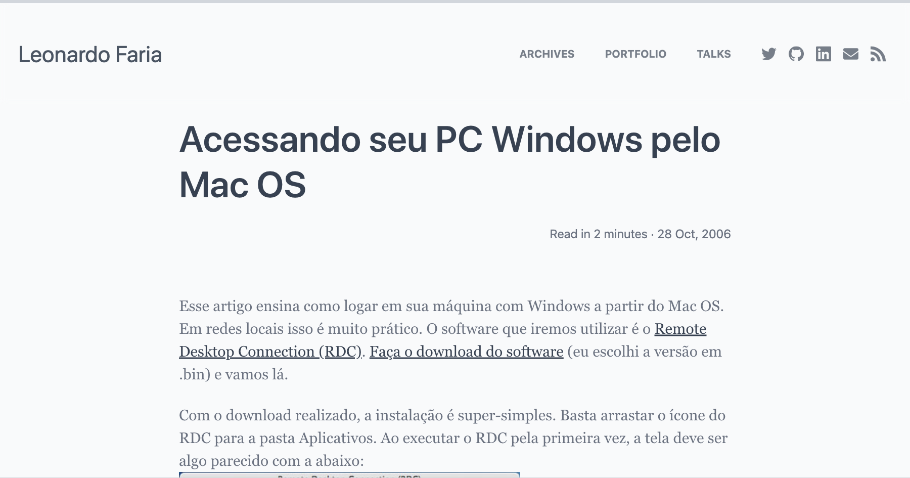 Acessando seu PC Windows pelo Mac OS · Leonardo Faria