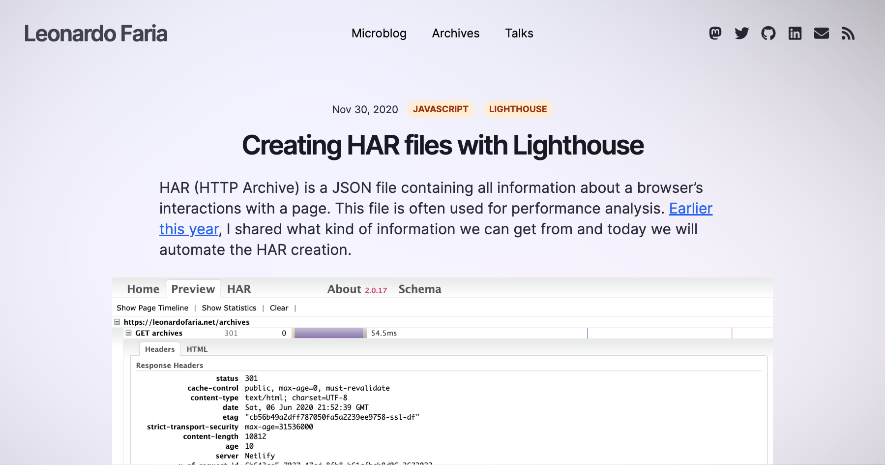 Creating HAR files with Lighthouse · Leonardo Faria