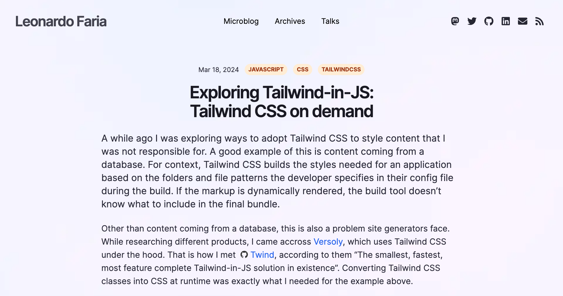Exploring Tailwind In Js Tailwind Css On Demand · Leonardo Faria