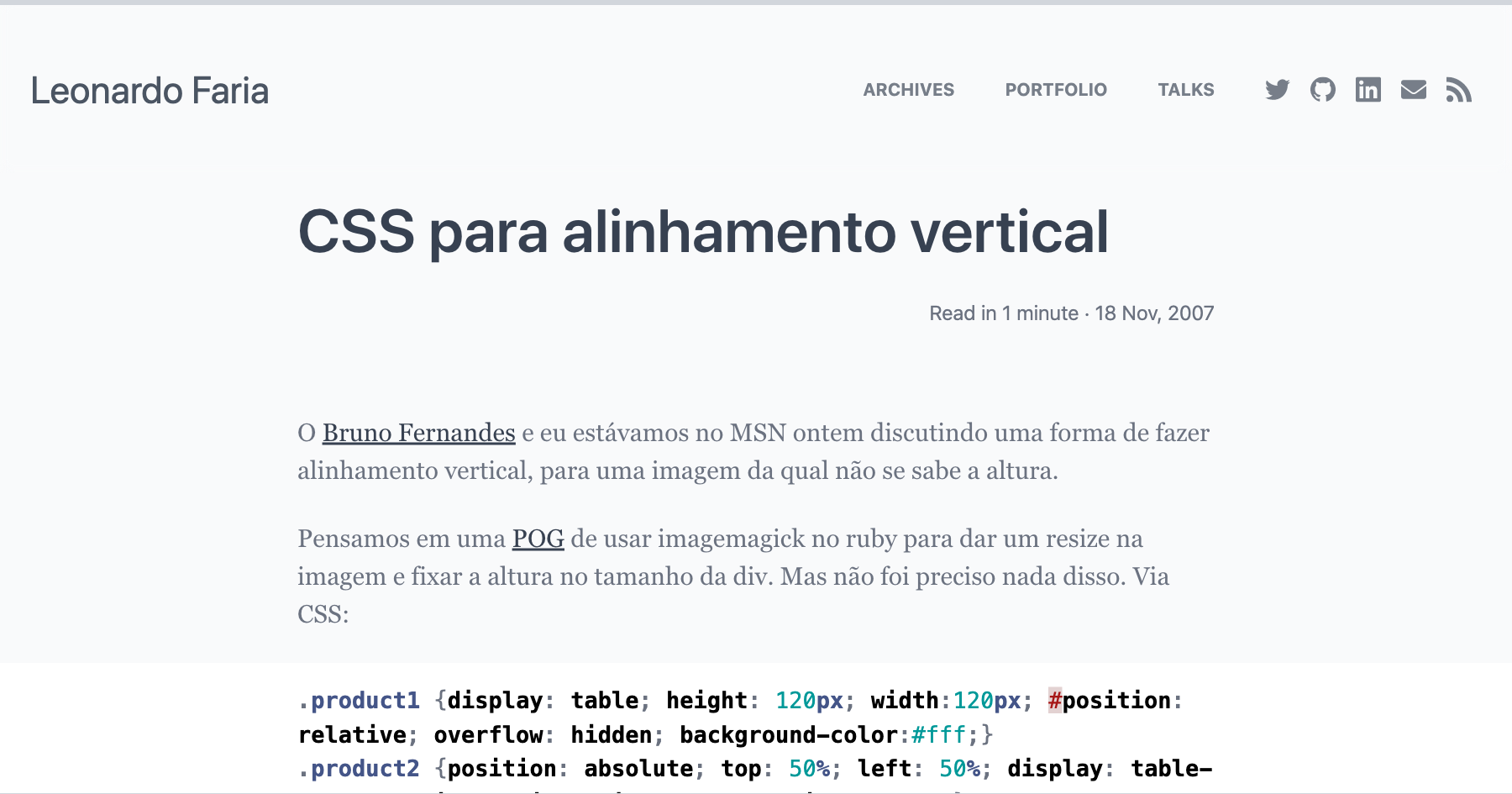 CSS para alinhamento vertical · Leonardo Faria