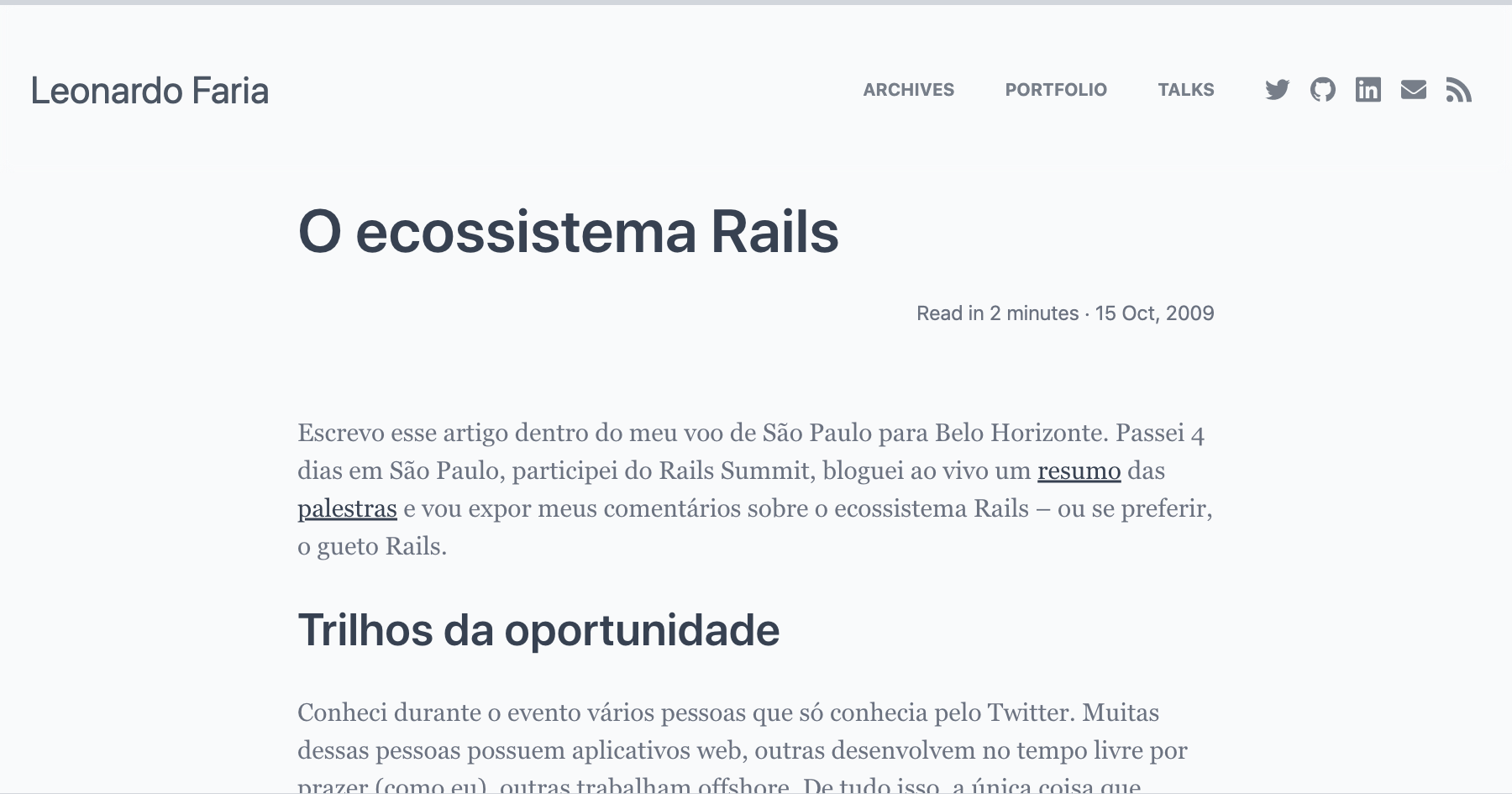 O ecossistema Rails · Leonardo Faria